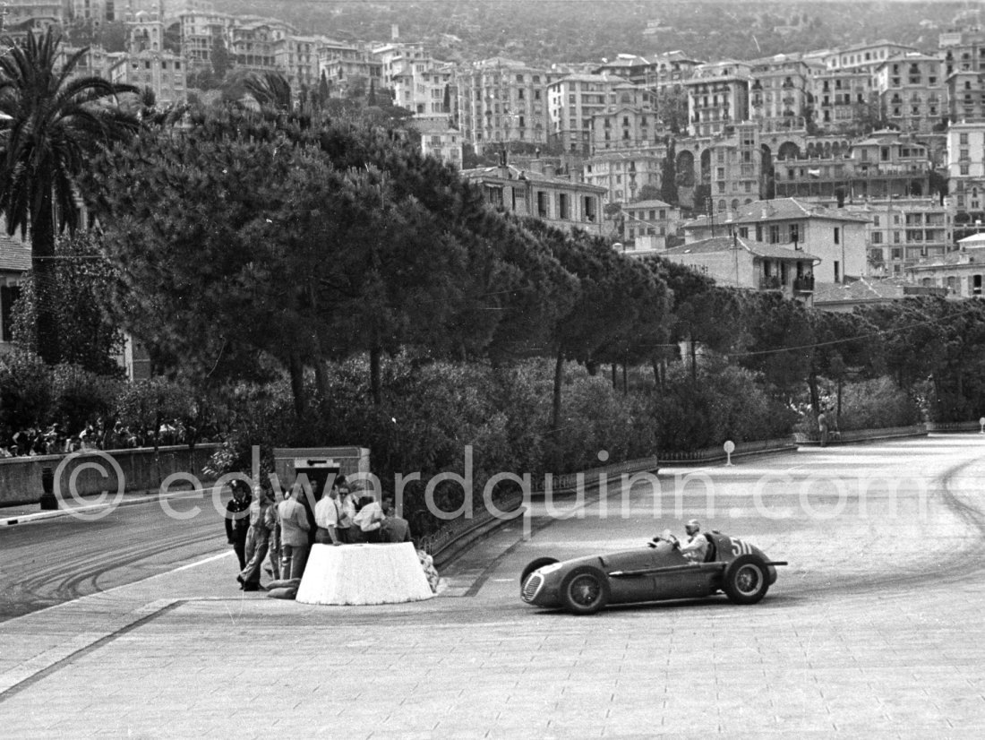 Prince Bira, (50) Maserati 4CLT. The bend at the Gazomètre. Monaco ...
