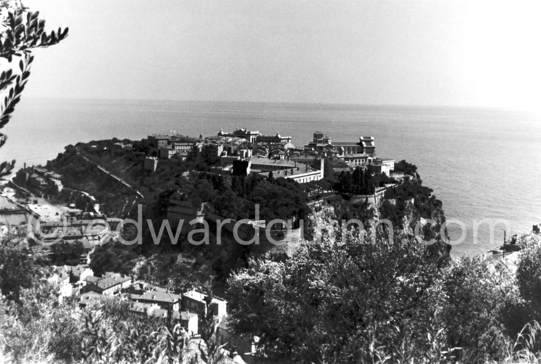 Le Rocher, Monaco-Ville, seen from the Jardins Exotiques, 1951 ...