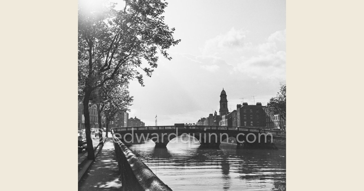 The River Liffey near Arran Quay. Father Mathew Bridge, St Paul's ...