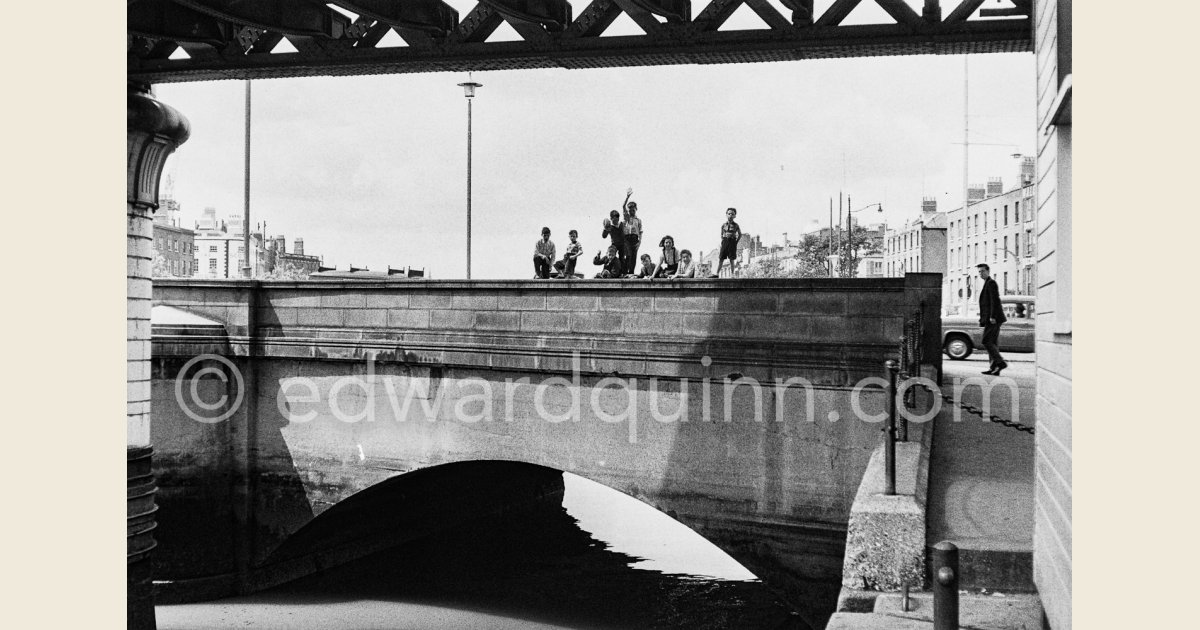 The Loop Line railroad Bridge above and just behind it children on Butt ...