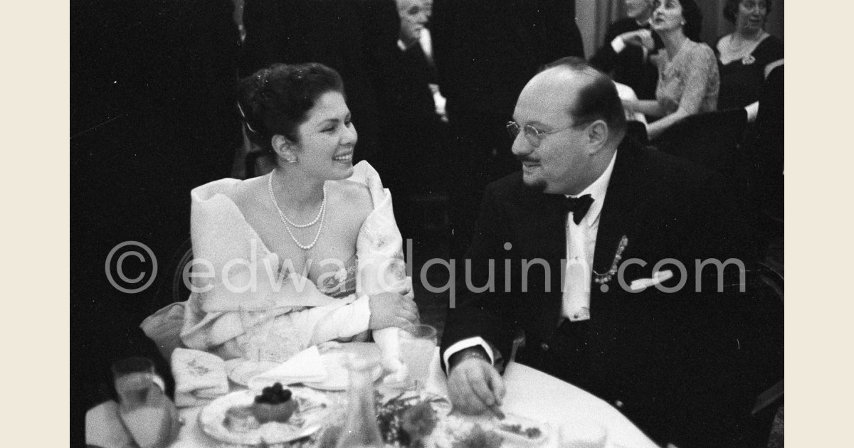 Farouk, ex King of Egypt with his daughter Princess Ferial. Cannes 1957 ...