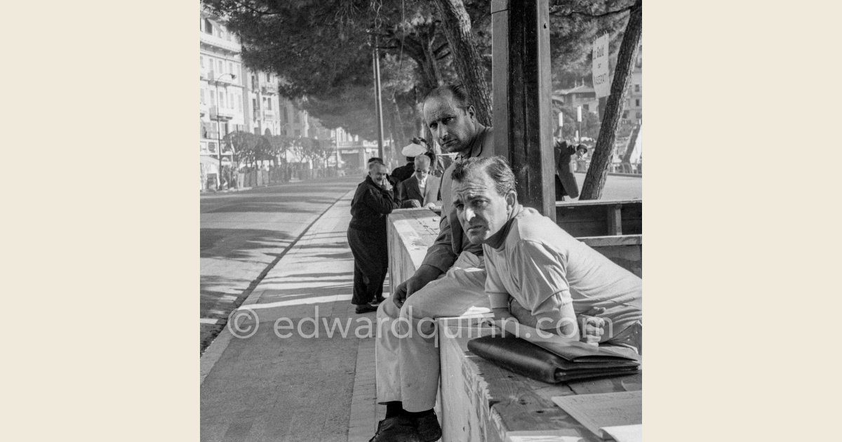 Juan Manuel Fangio and his friend Harry Schell. Monaco Grand Prix 1957 ...