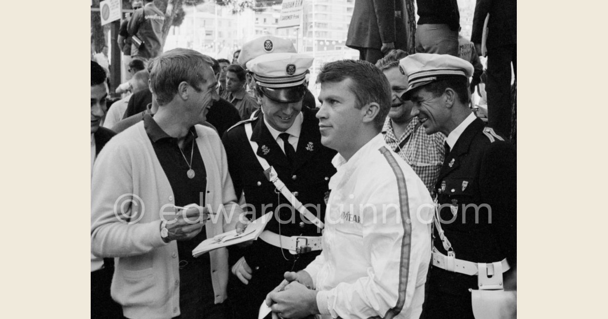 Steve McQueen, signing autographs for policemen, and Ronnie Bucknum ...