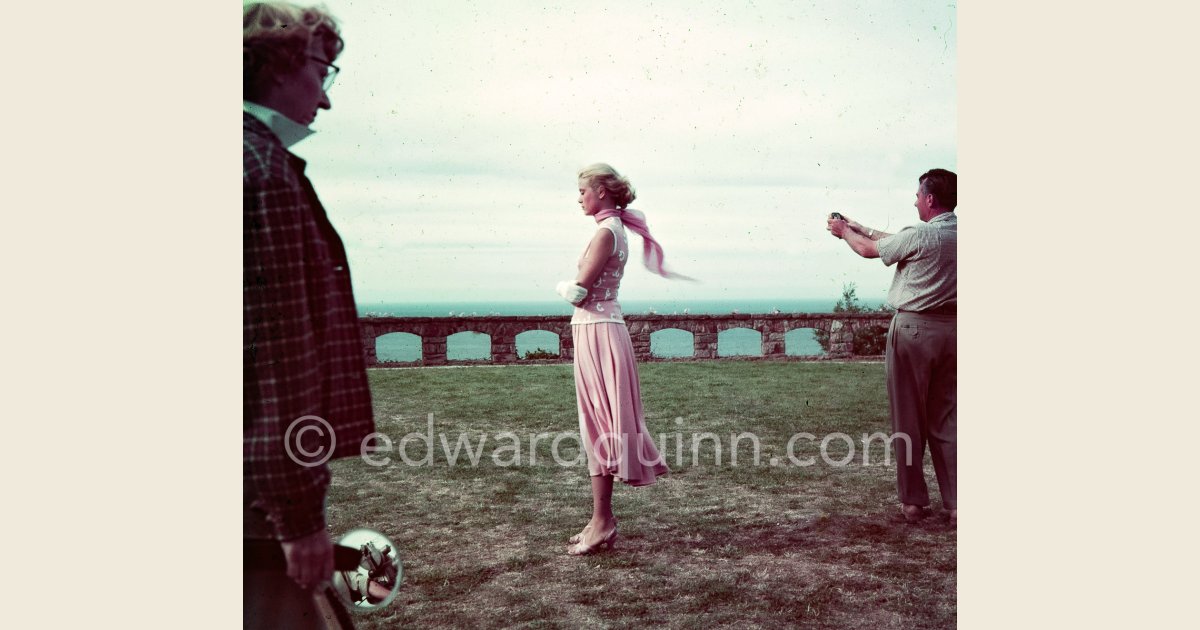Grace Kelly during filming of "To Catch a Thief". The camera assistant ...