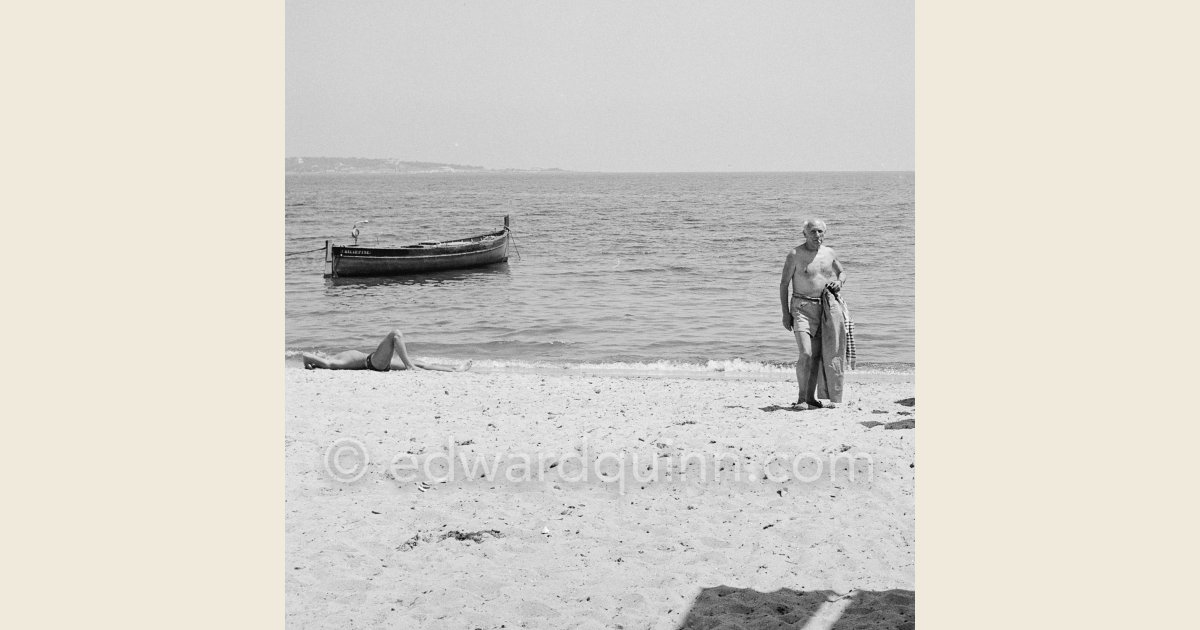 Pablo Picasso at the beach. of Golfe-Juan 1954. | Edward Quinn Photographer