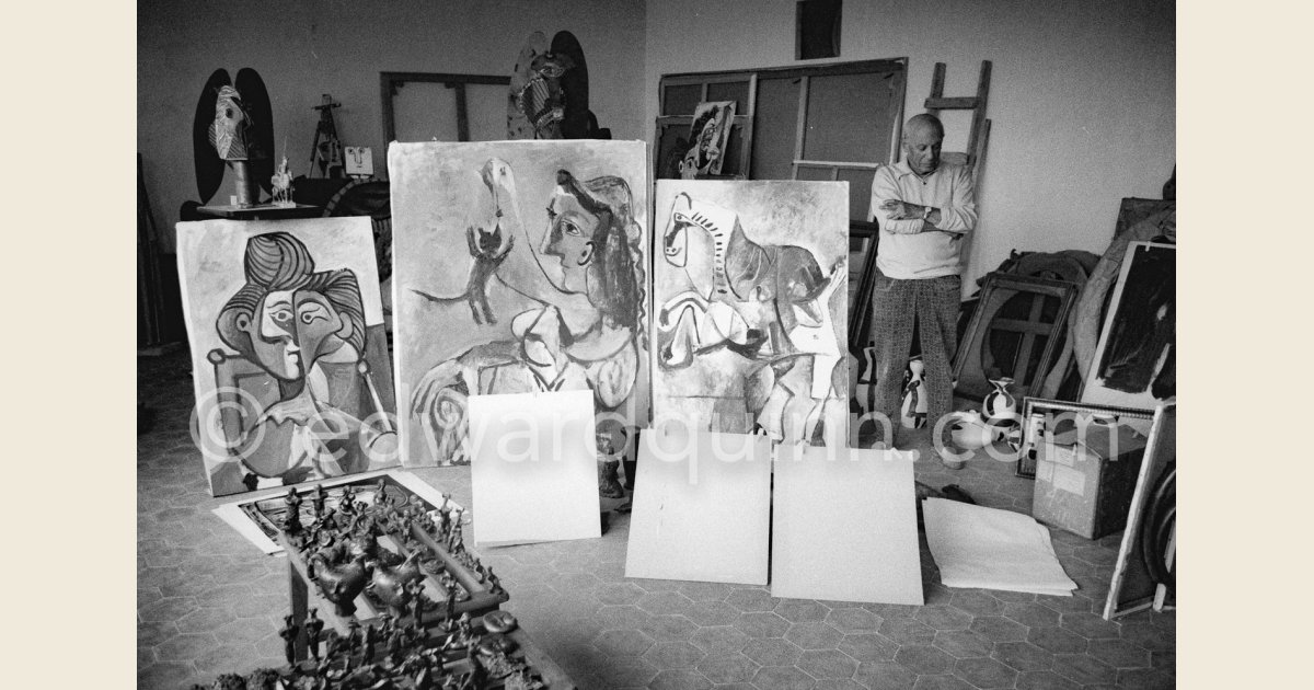Pablo Picasso in the room that became known as the viewing room. He ...