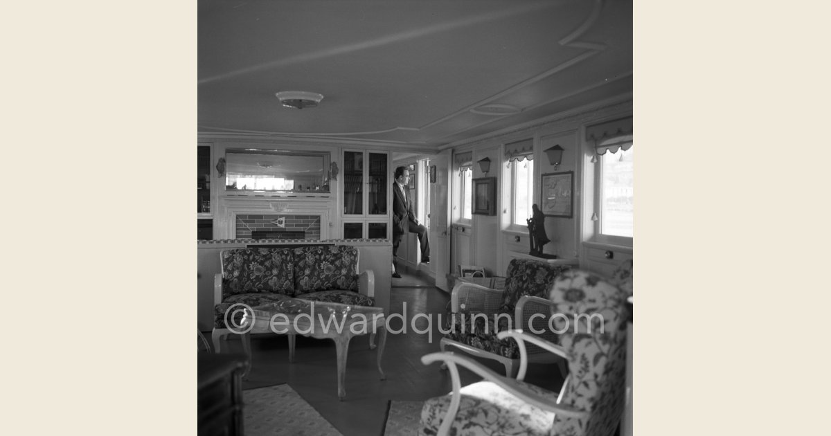 Prince Rainier on board his yacht Deo Juvante II anchored at Monaco ...