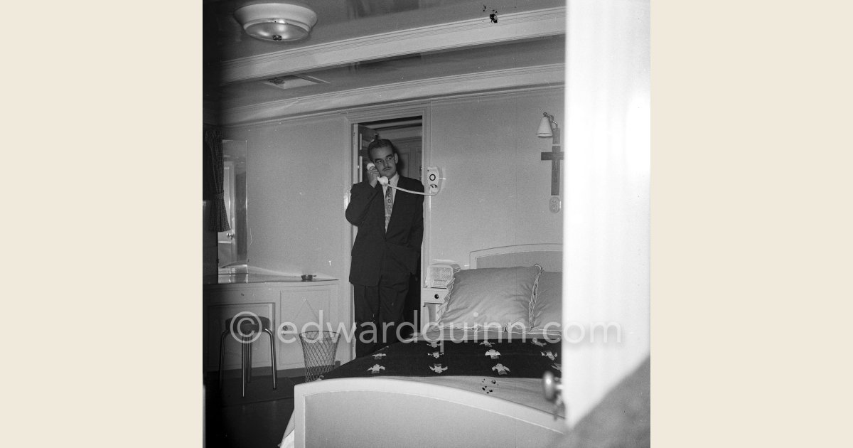 Prince Rainier in the private apartment of his luxury yacht Deo Juvante ...