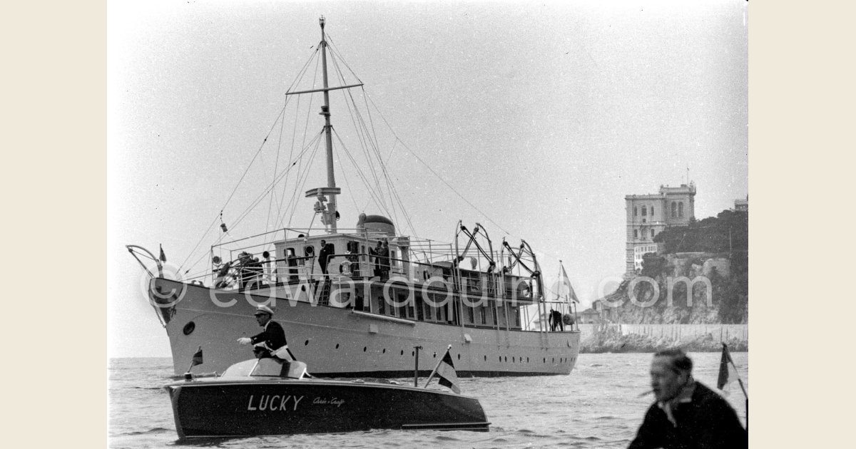 Prince Rainier waiting on his yacht Deo Juvante II for Grace Kelly on ...
