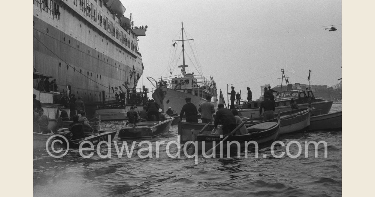 Arrival of Grace Kelly on the liner S.S. Constitution which brought her ...