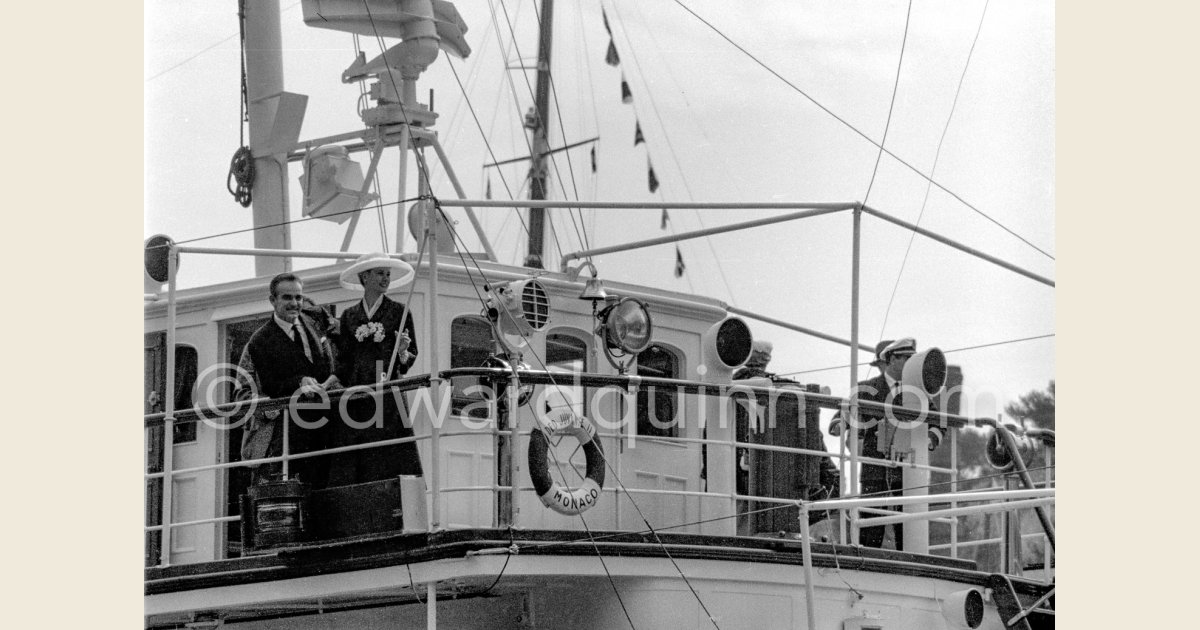 Grace Kelly and Prince Rainier on his yacht Deo Juvante II. She came ...