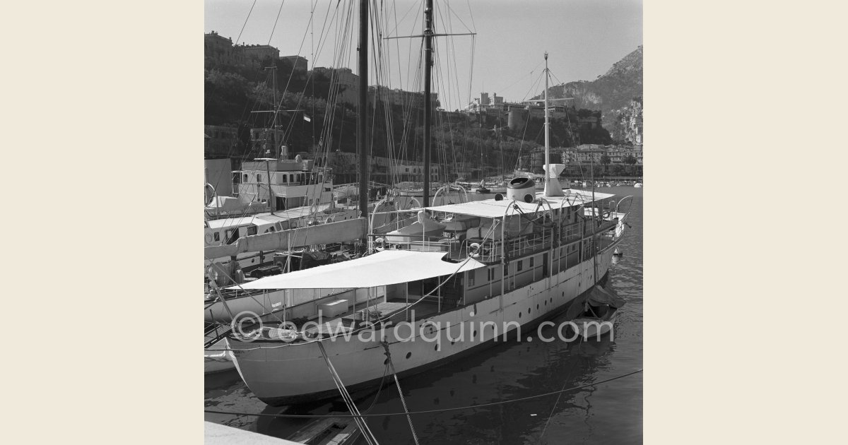 Prince Rainier's luxury yacht Deo Juvante II anchored in Monaco harbor ...